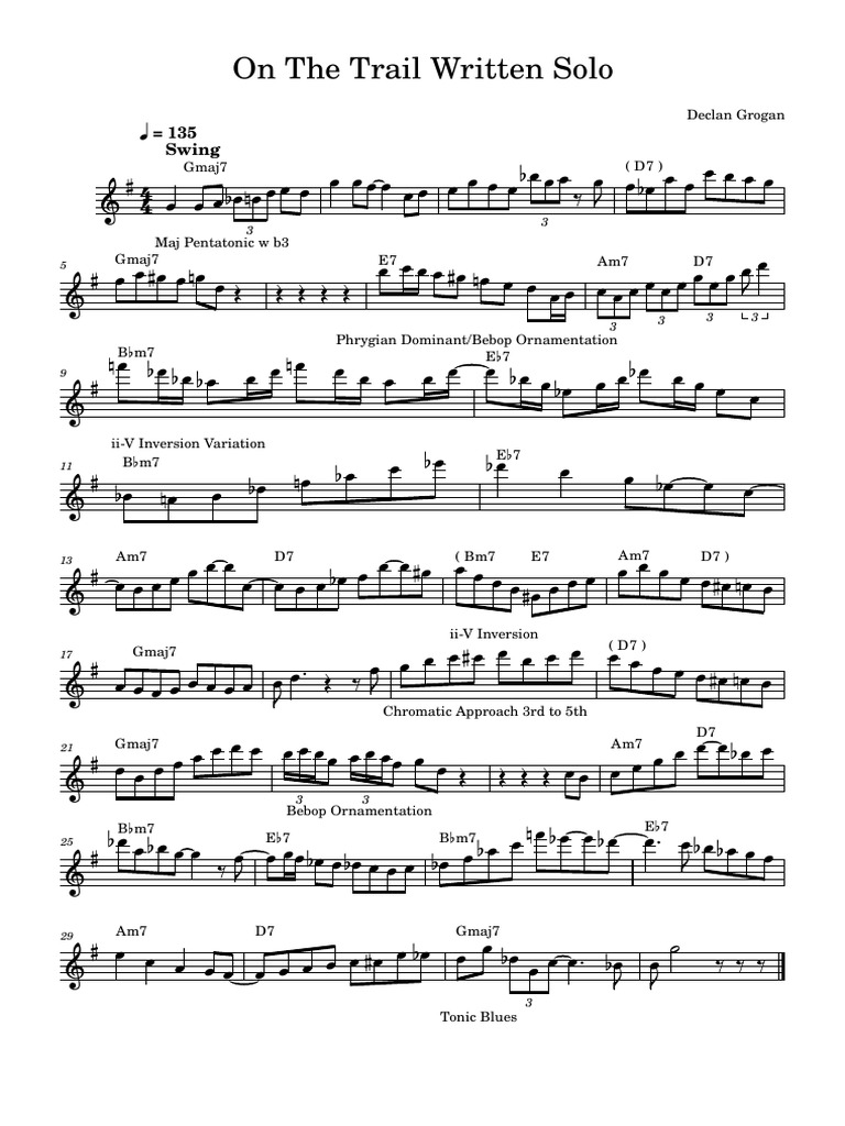 On The Trail Written Solo GFC | PDF | Music Theory | Elements Of Music