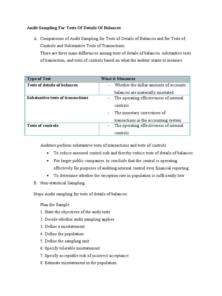 Audit Sampling for Balance Testing | PDF | Audit | Sampling (Statistics)