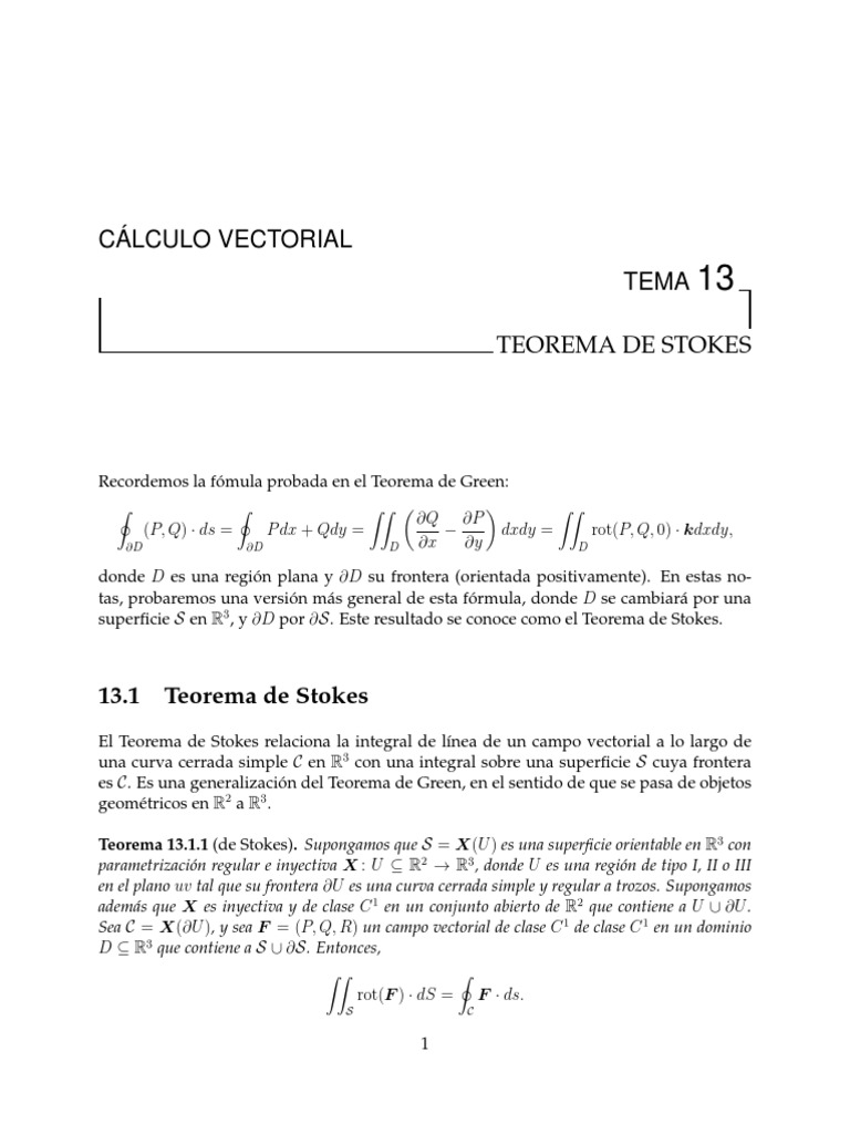 CV-teorema de Stokes | PDF | Integral | Ecuaciones de Maxwell