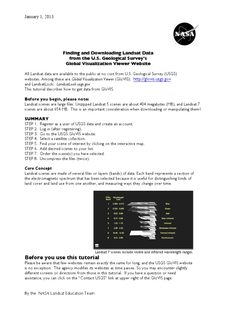 Downloading Landsat Data Tutorial | PDF | Infrared | Computing And ...