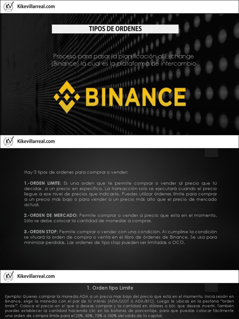 Tipos de Órdenes en Binance: Guía Rápida | PDF | Precios | Business