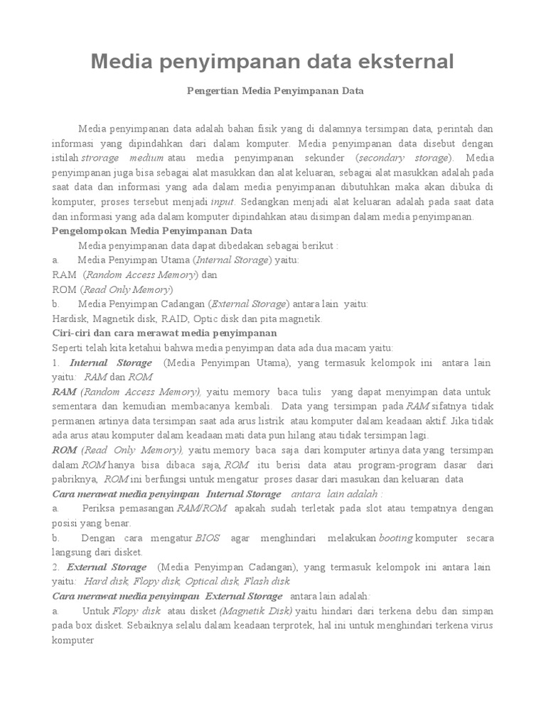 Media Penyimpanan Data Eksternal 03 FEBRUARI 2021 | PDF