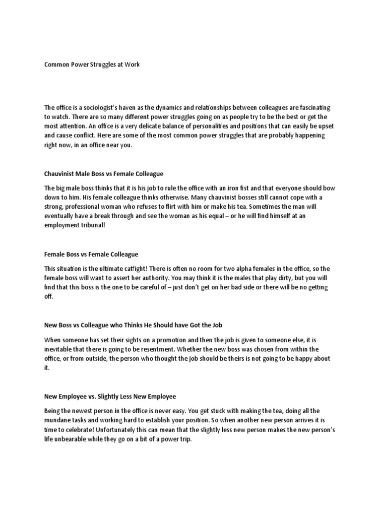 WORK - Common Power Struggles at Work | PDF