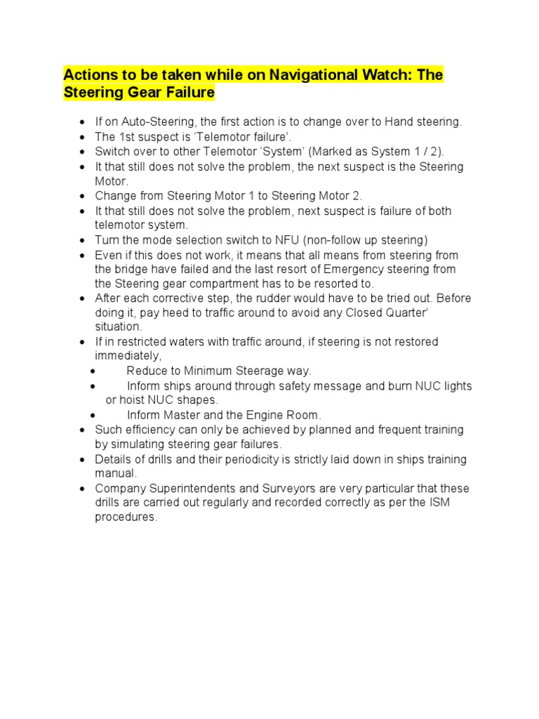 Bridge Watchkeeping Emergency Procedures | PDF | Firefighter | Shipping