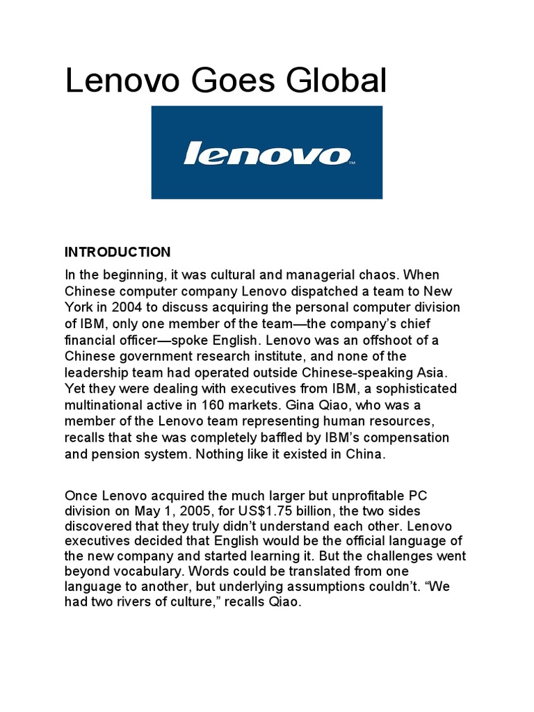 Lenovo Case Study | PDF | Lenovo | Ibm
