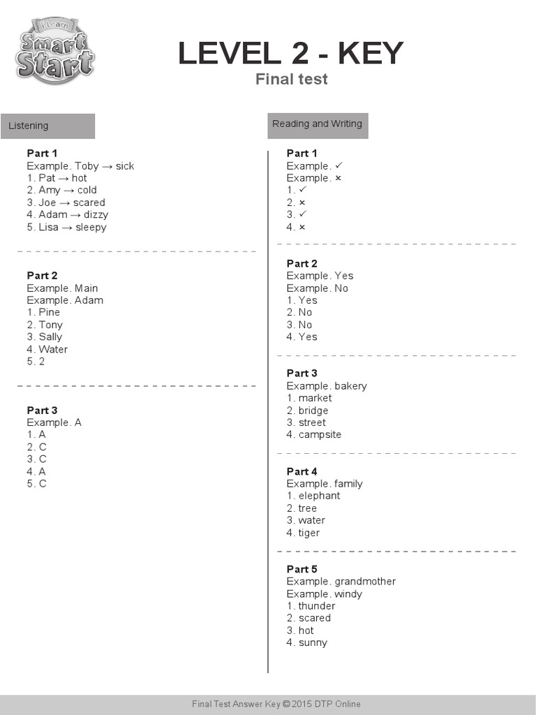 I-Learn Smart Start 2 Final - Key | PDF
