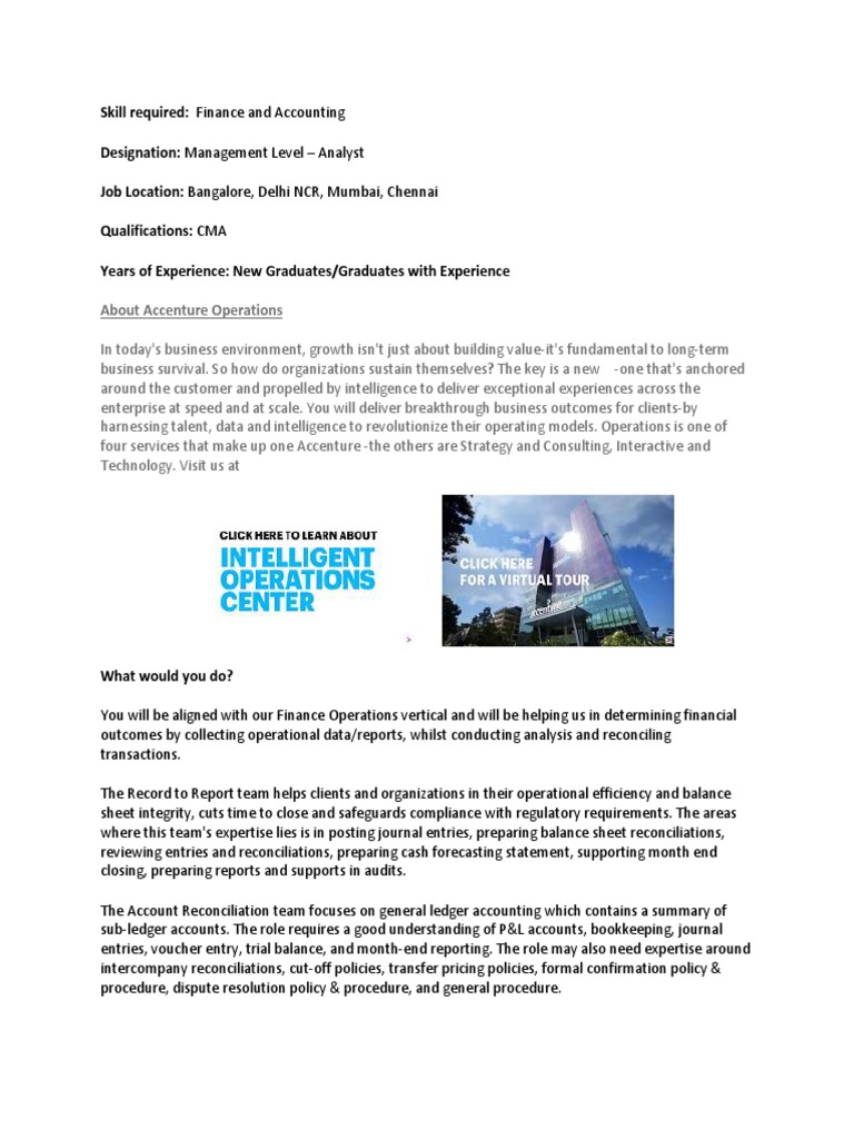 PDF2 JD Accenture Operations | PDF | Business | Accounting And Audit