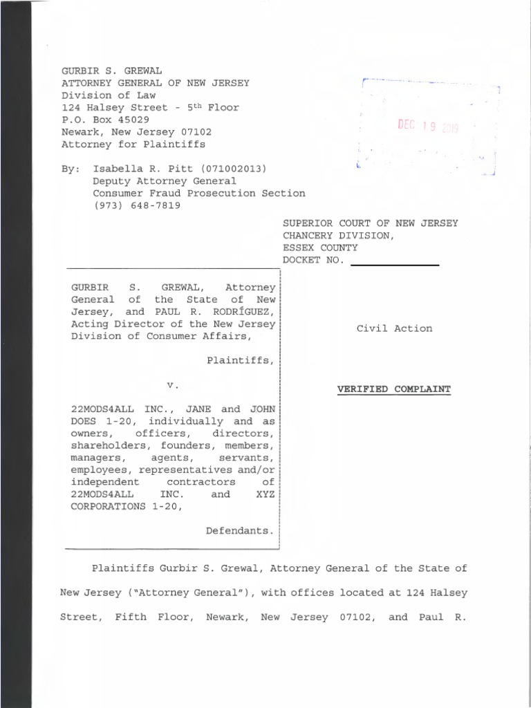Grewal v. 22Mods4ALL | PDF | Magazine (Firearms) | Subpoena