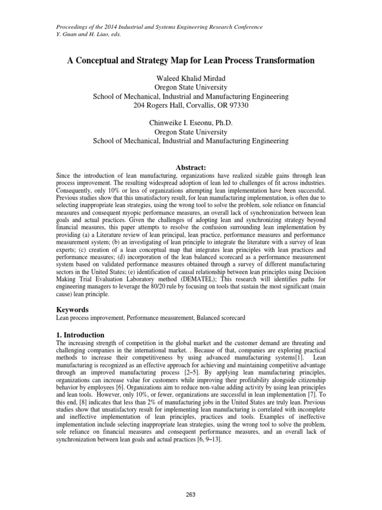 A Conceptual and Strategy Map For Lean Process Transformation ...