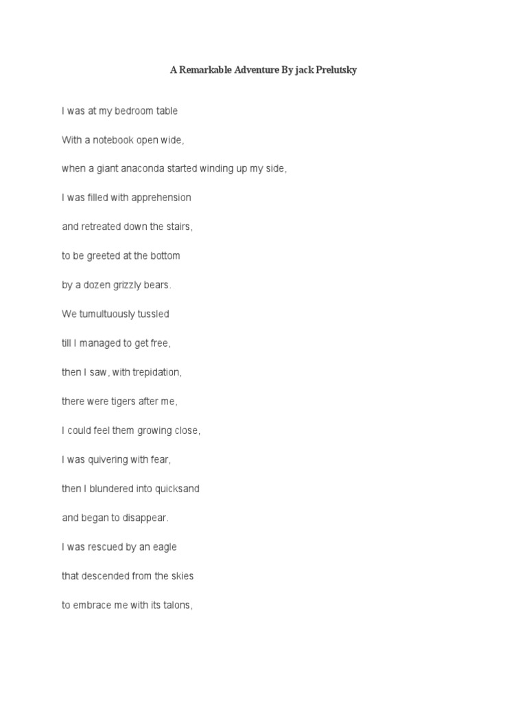 A Remarkable Adventure by Jack Prelutsky | PDF