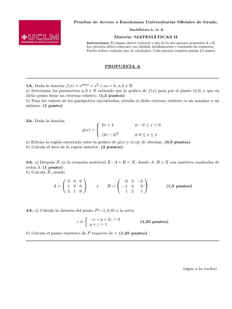 Pruebas de Matemáticas II para Grado | PDF | Asíntota | Integral