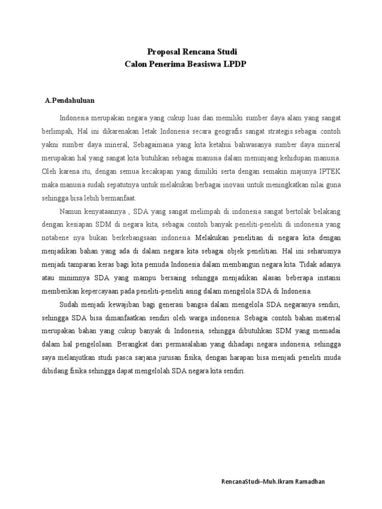 Proposal Rencana Studi LPDP | PDF
