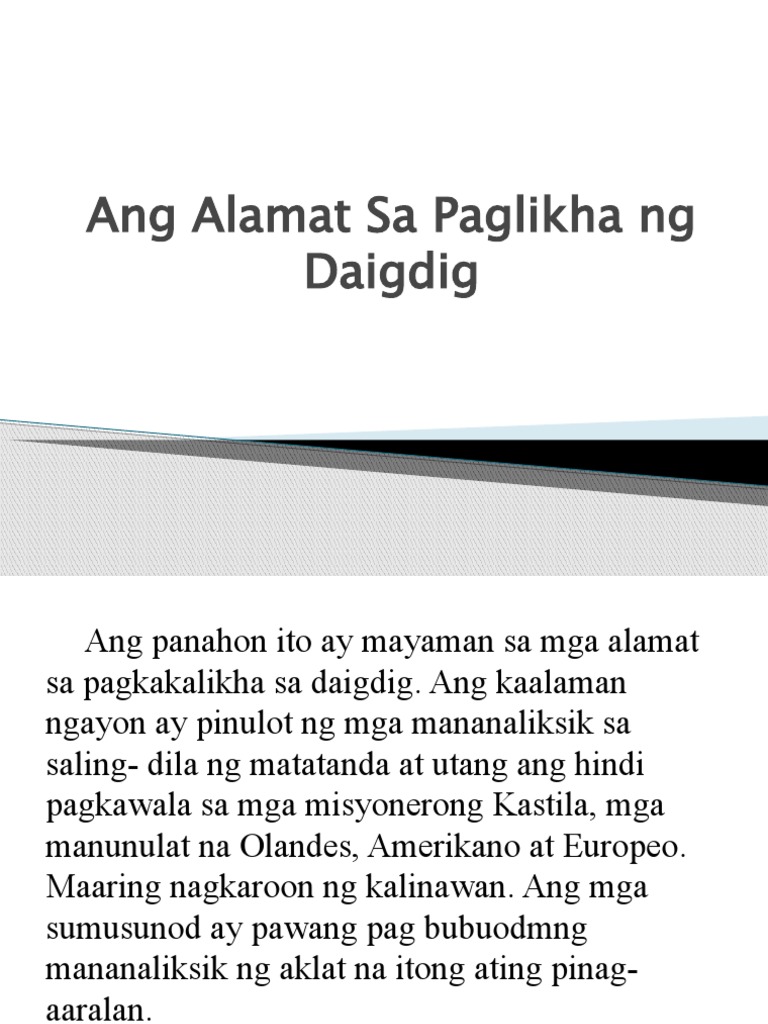 Ang Alamat Sa Paglikha NG Daigdig | PDF