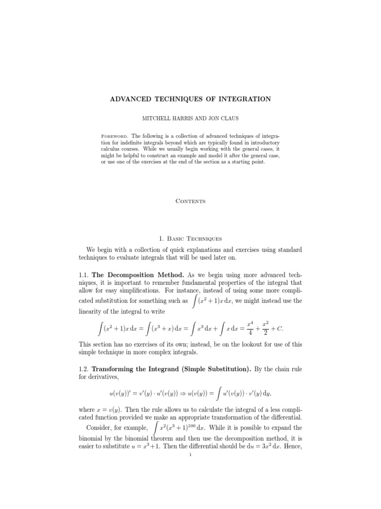 Advanced Integration Techniques | PDF | Sine | Trigonometric Functions