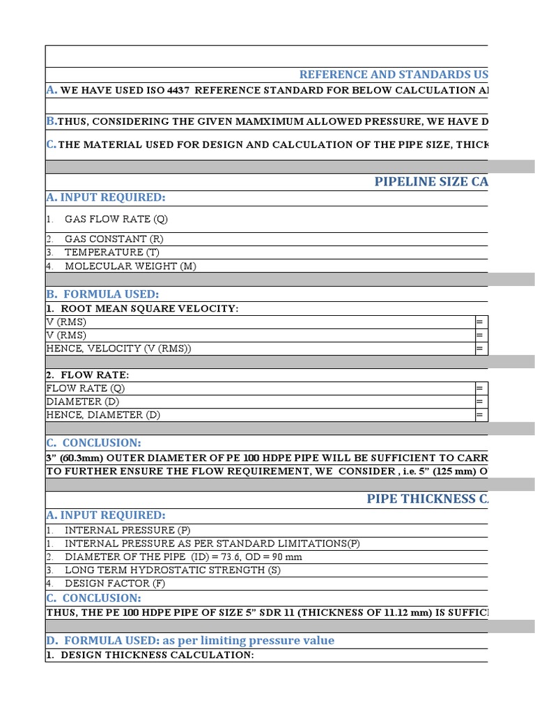 Bio Gas Excel Calculation Sheet | PDF | Root Mean Square | Pipe (Fluid ...