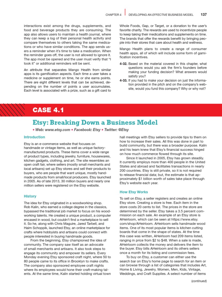 Case Study Developing An Effective Business Model Pdf Etsy Sales