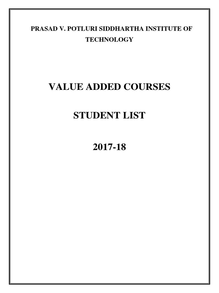1.3.3 Value Added Courses - Student List | PDF | Teaching Mathematics ...