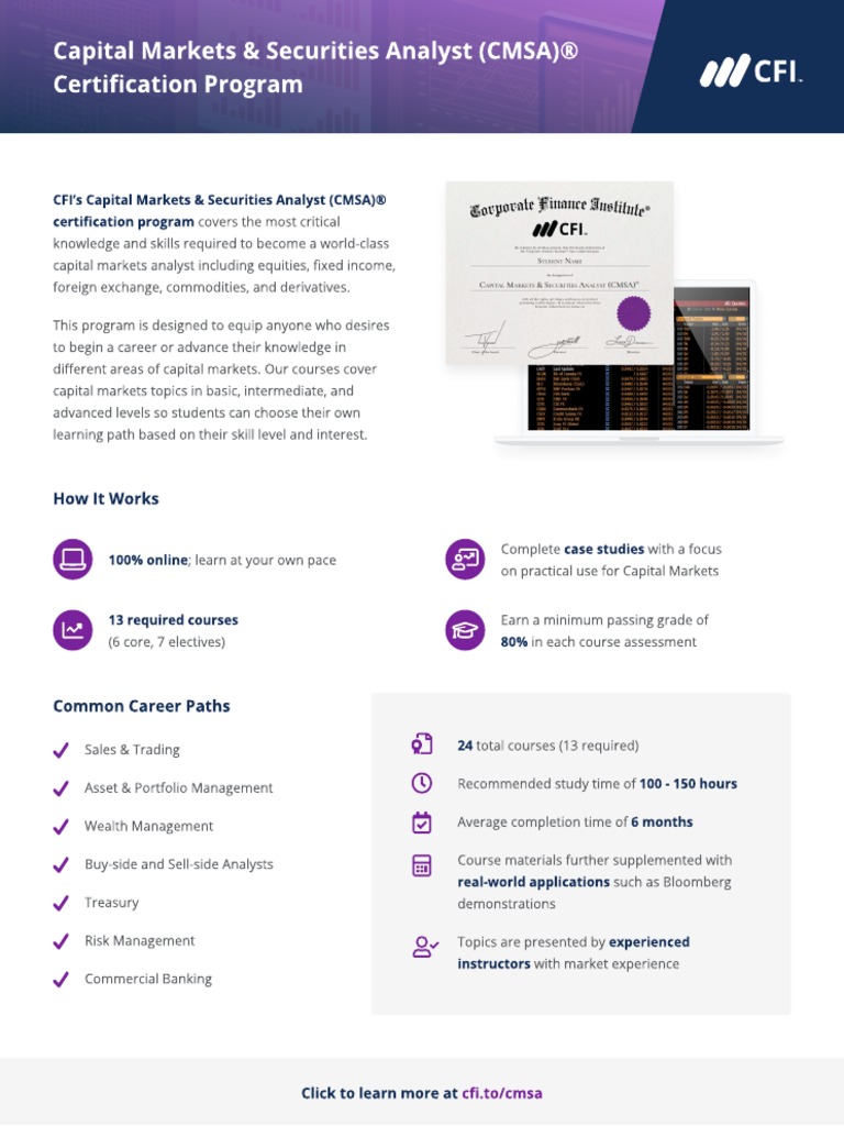 Capital Markets Securities Analyst Cmsa Certification Program
