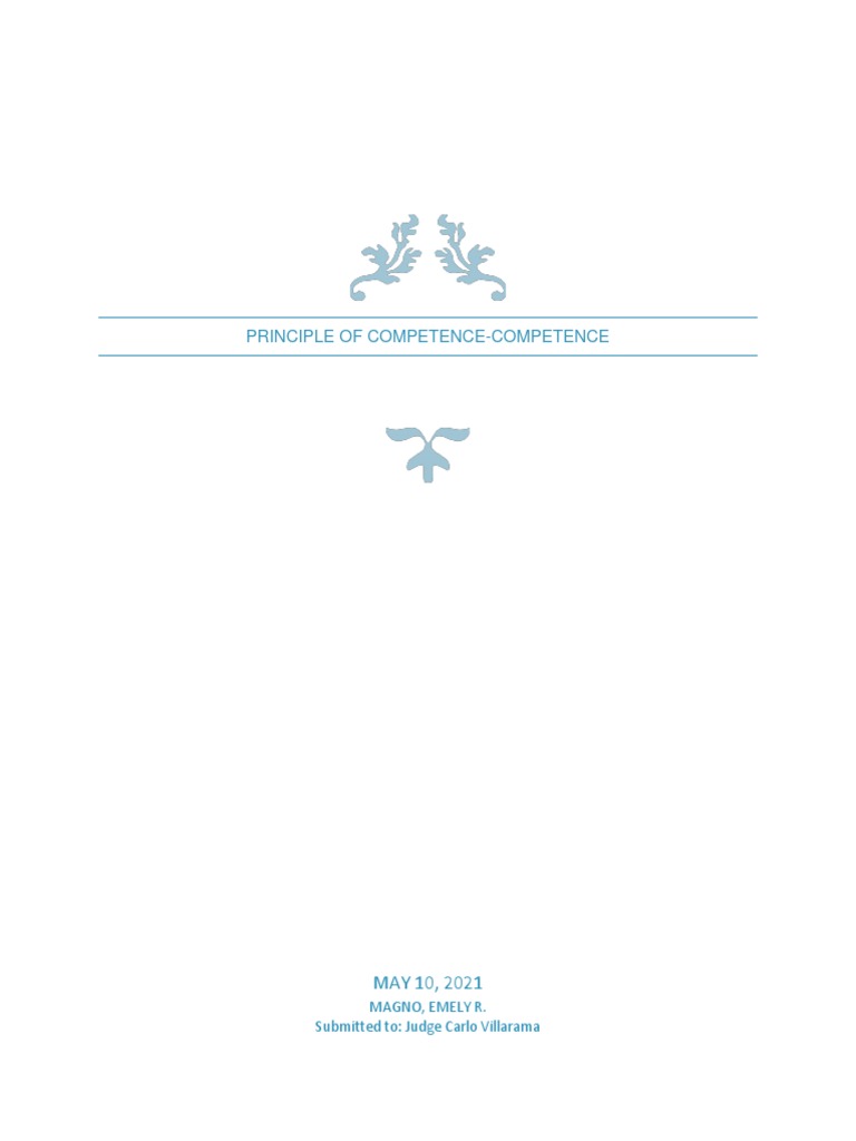 Principle of Competence - Competence | PDF | Arbitration | Alternative ...