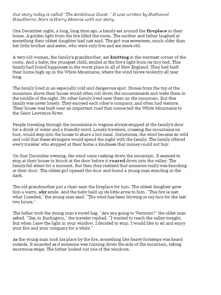 The Ambitious Guest by Nathaniel Hawthorne | PDF