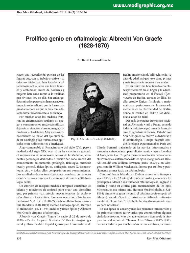 Albrecht Von Graefe: Pionero en Oftalmología | PDF | Glaucoma ...