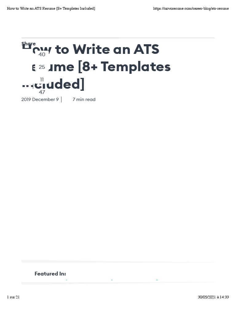 How To Write An ATS Resume (8+ Templates Included) | PDF | Résumé ...