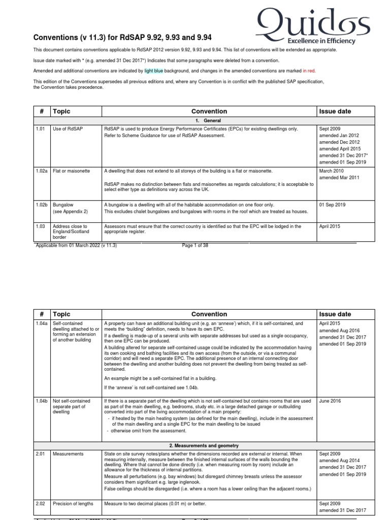 RdSAP Conventions 11.3 | Download Free PDF | Building Insulation | Window