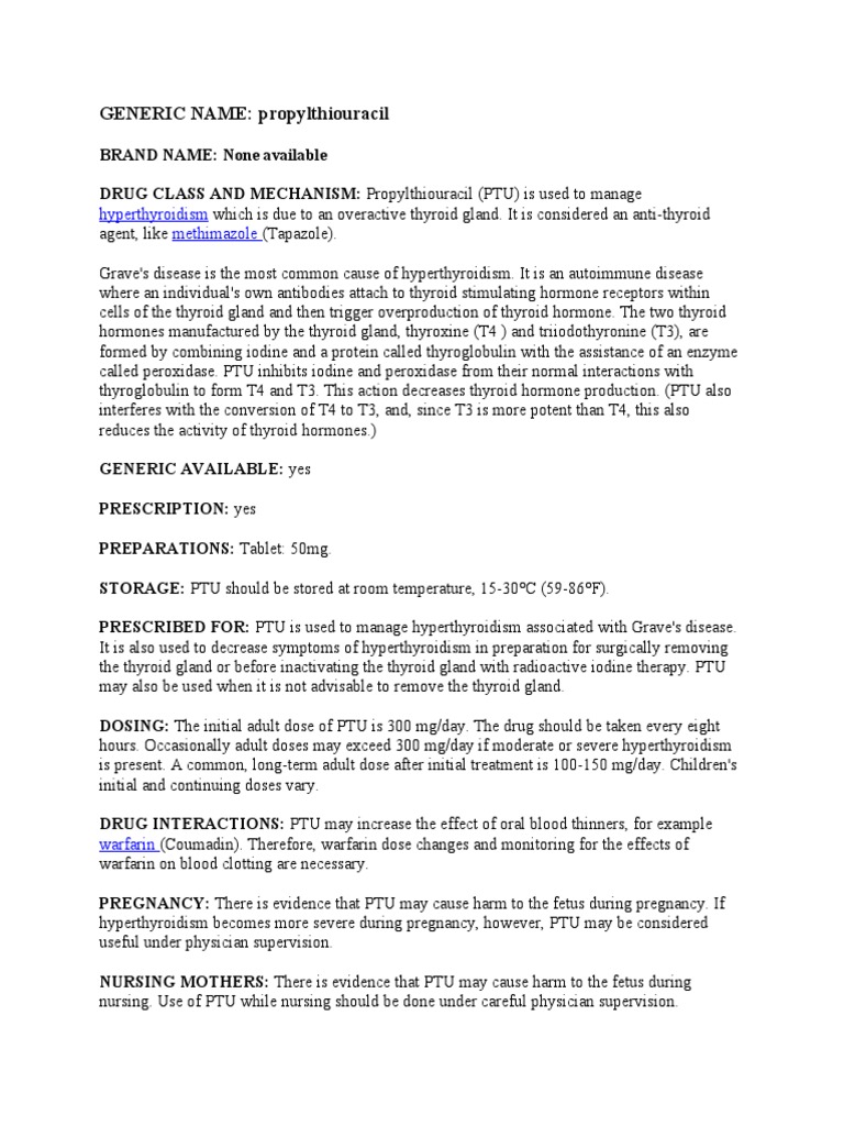 Propylthiouracil (PTU) | PDF | Thyroid | Hyperthyroidism