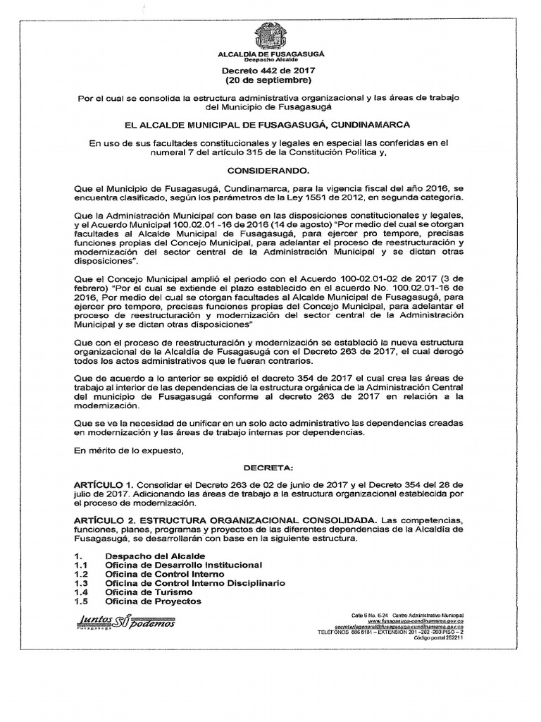 Funciones Alcaldia de Fusa | PDF