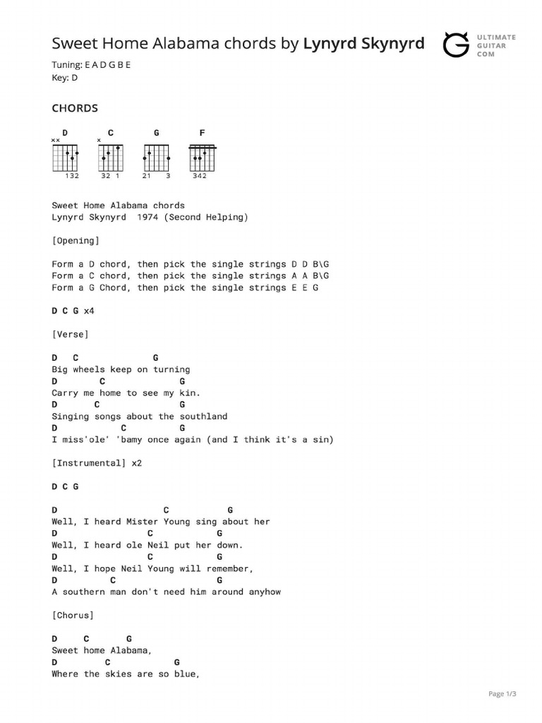 Sweet Home Alabama Chords | PDF
