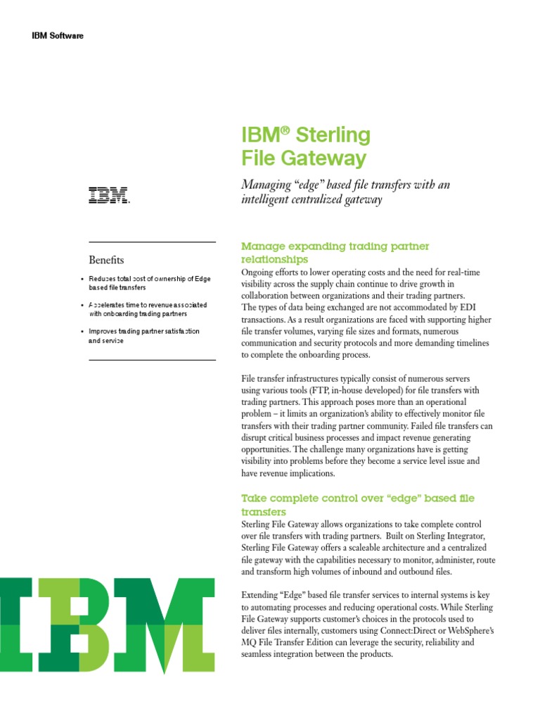 Bridge Solutions Ibm Sterling File Gateway | PDF | Trademark | Cyberspace