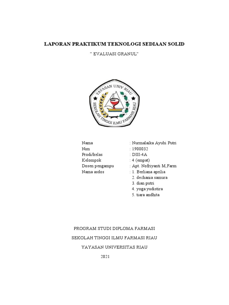 Laporan Praktikum Teknologi Sediaan Solid | PDF