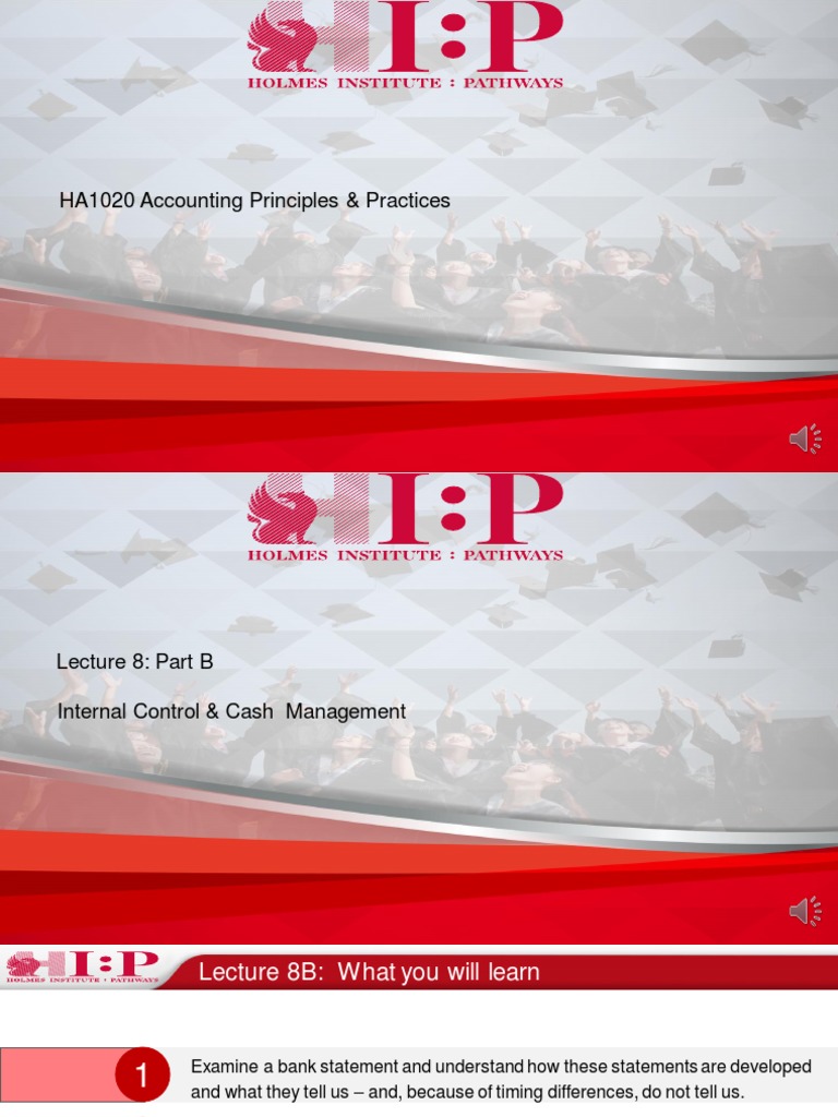 HA1020 Week 8B Int. Control & Cash Mana. | PDF | Deposit Account | Banks