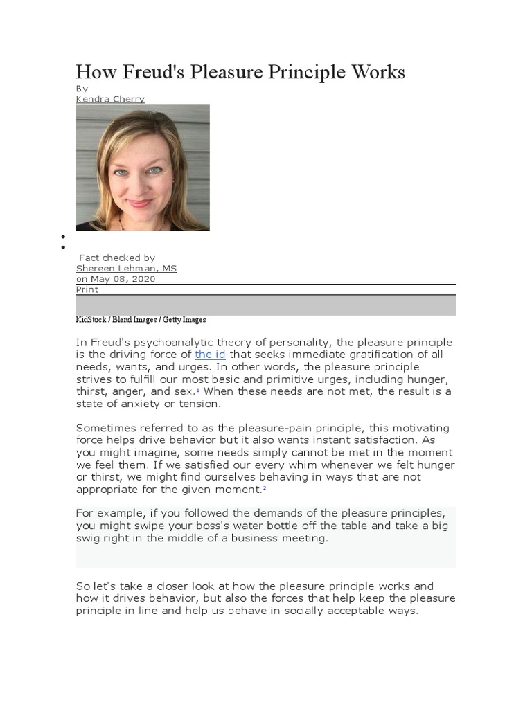 How Freud's Pleasure Principle Works: by Kendra Cherry | PDF | Id ...