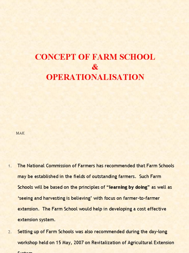 Concept of Farm School & Operationalisation | PDF | Farmer | Agriculture