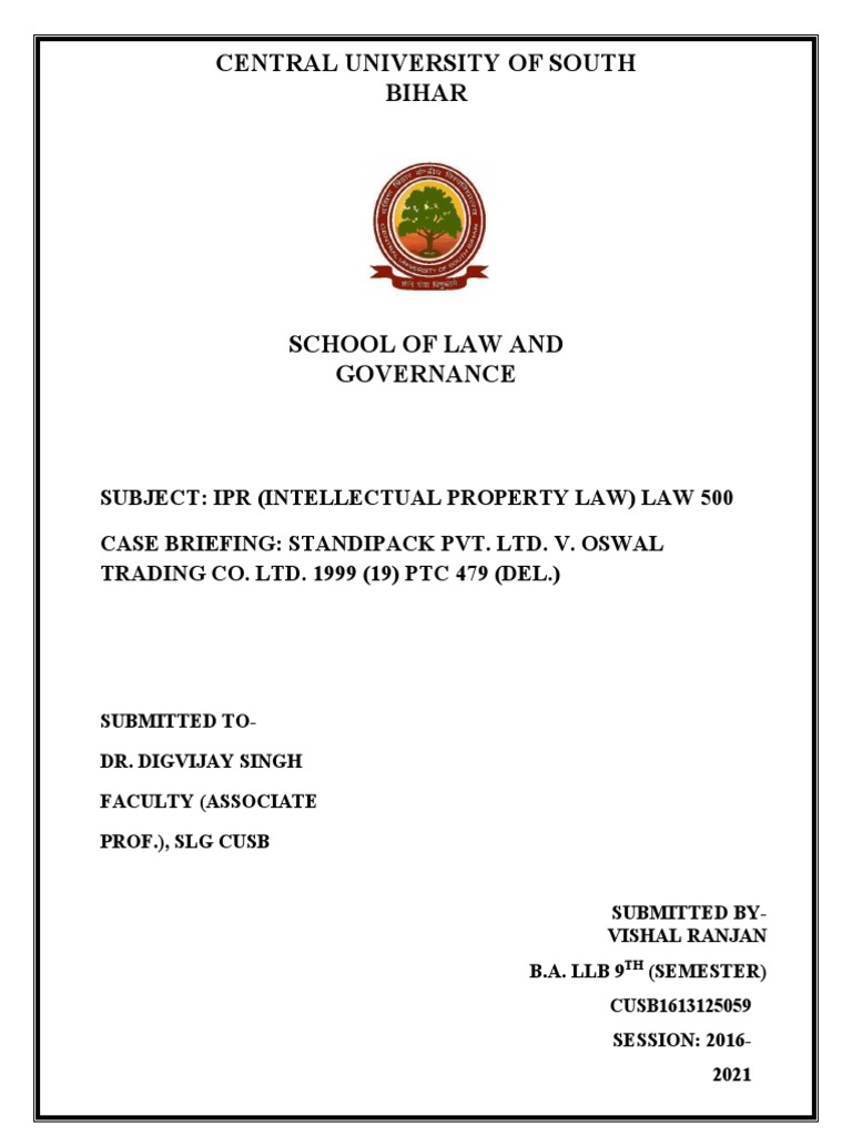 IPR Case Briefing (Vishal Ranjan) | PDF