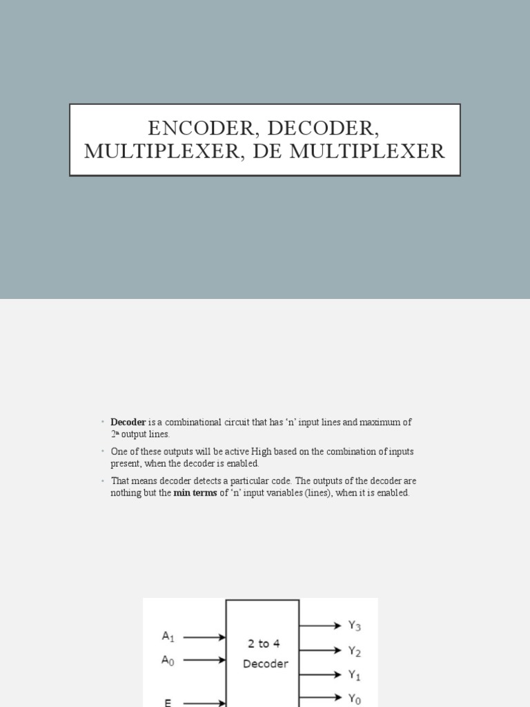 Encoder Decoder Multiplexer De Multiplexer Pdf