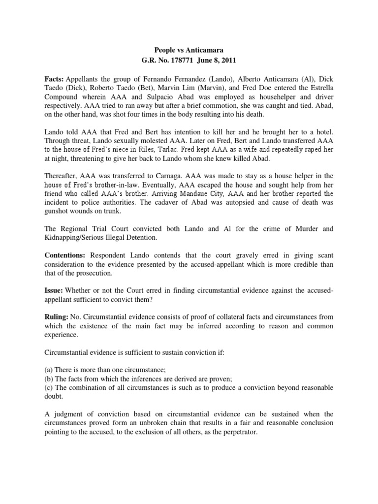 People Vs Anticamara | PDF | Circumstantial Evidence | Evidence