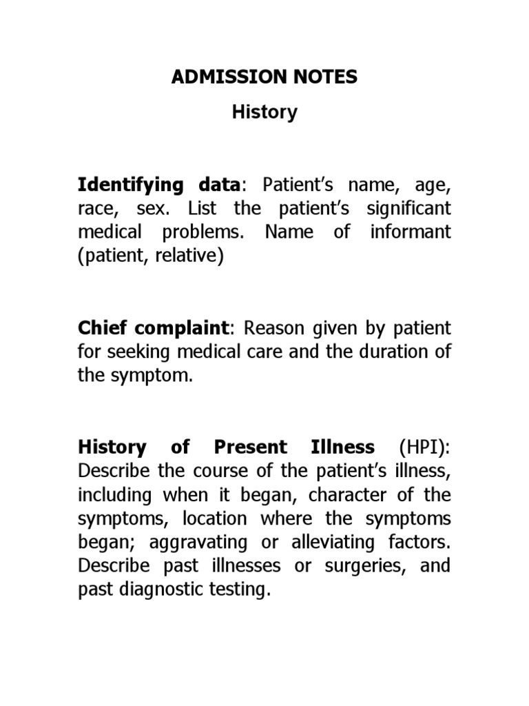 Admission Notes | PDF | Clinical Medicine | Myocardial Infarction