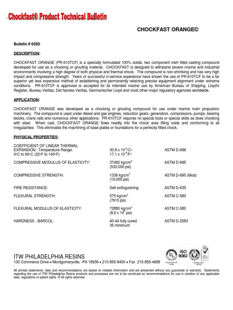 Chockfast Orange Data | PDF | Solid | Strength Of Materials