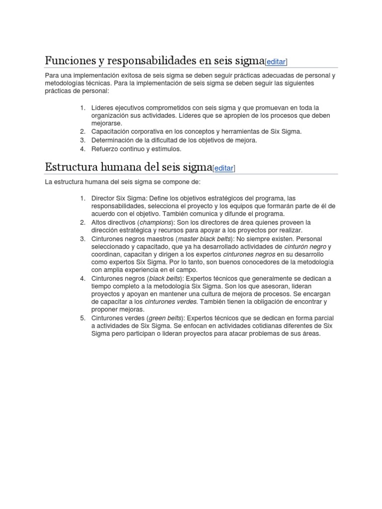 Funciones Y Responsabilidades En Seis Sigma Pdf 6360