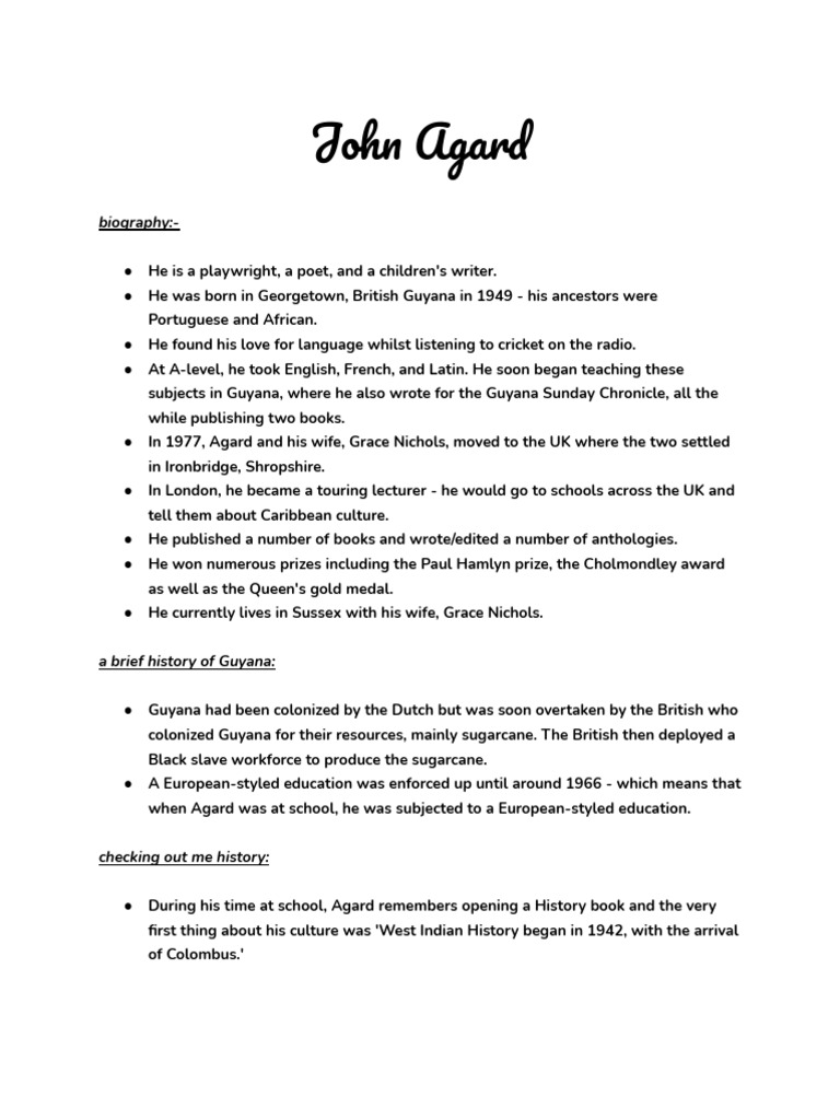 John Agard | PDF | Poetry