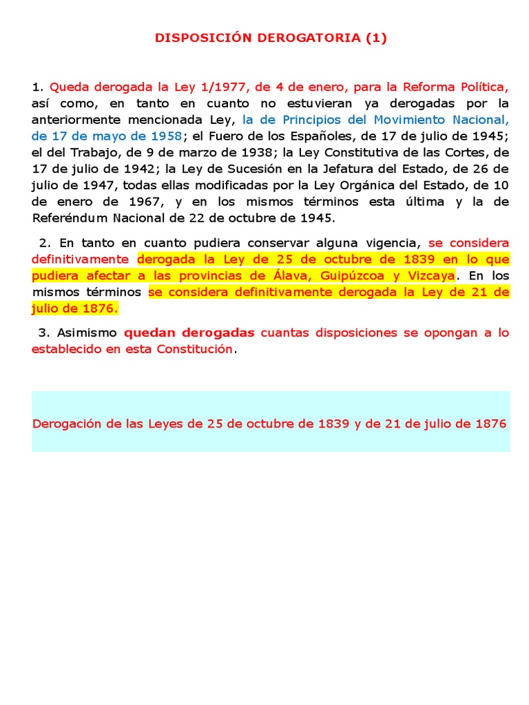 Derogación de Leyes en España | PDF