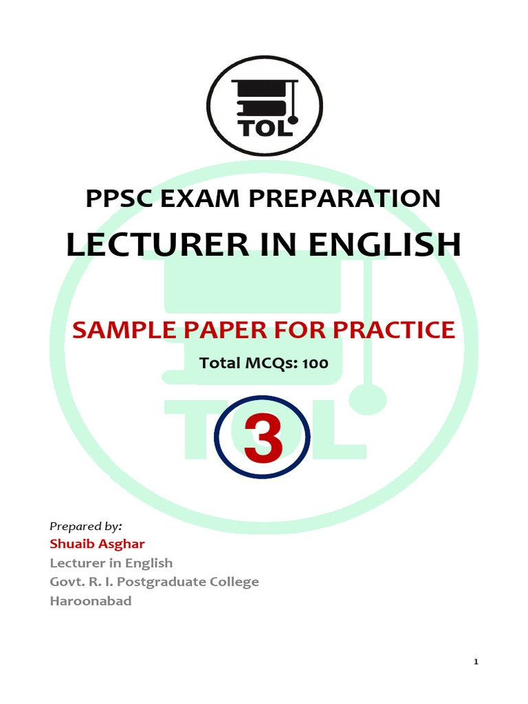 PPSC Sample Paper - Lecturer in English | PDF | John Keats | William ...