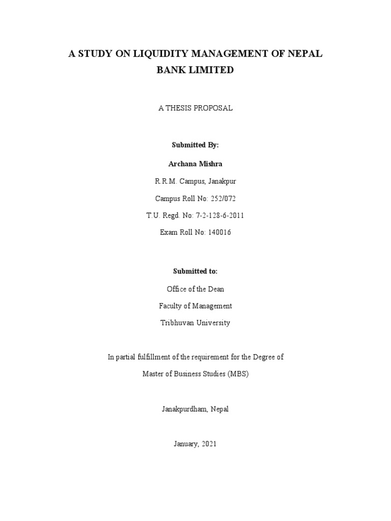 Liquidity Management in Nepal Bank Ltd. | PDF | Credit | Finance ...
