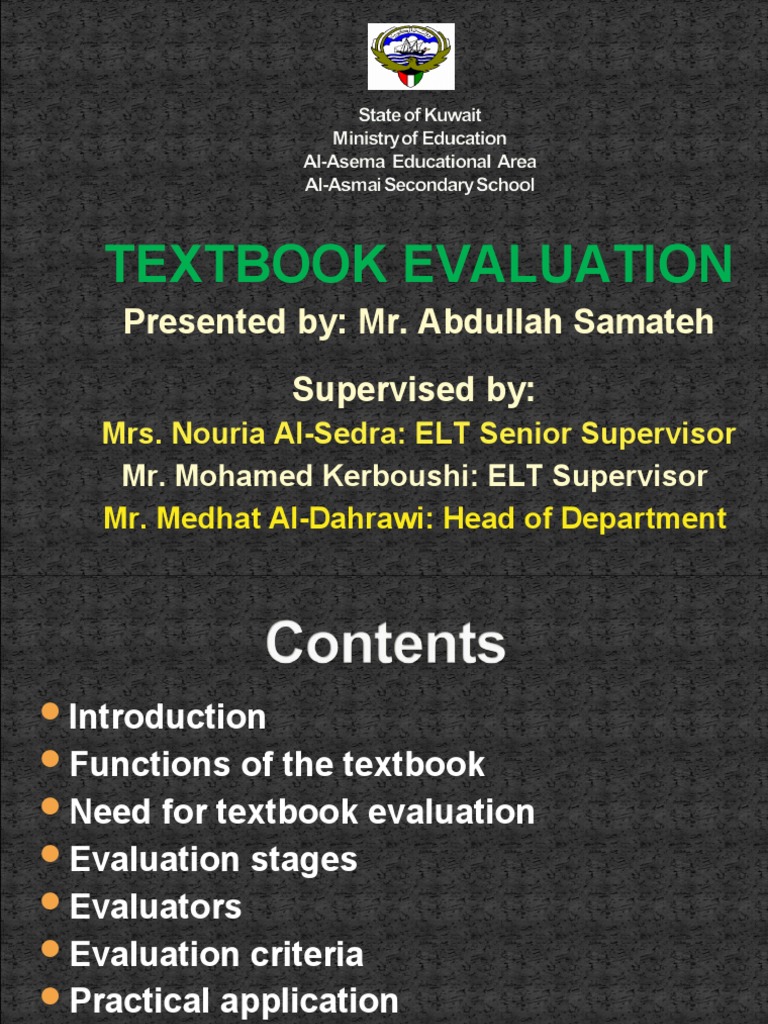 Textbook Evaluation | PDF | Textbook | Teachers