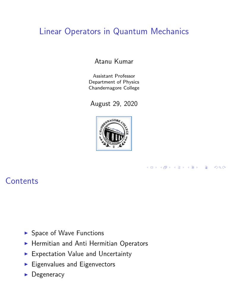 An In-Depth Analysis of Linear Operators and their Application in Quantum Mechanics | PDF ...