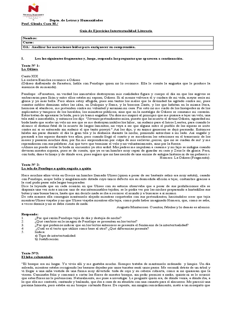 Actividad Intertextualidad | PDF | Odiseo | Odisea