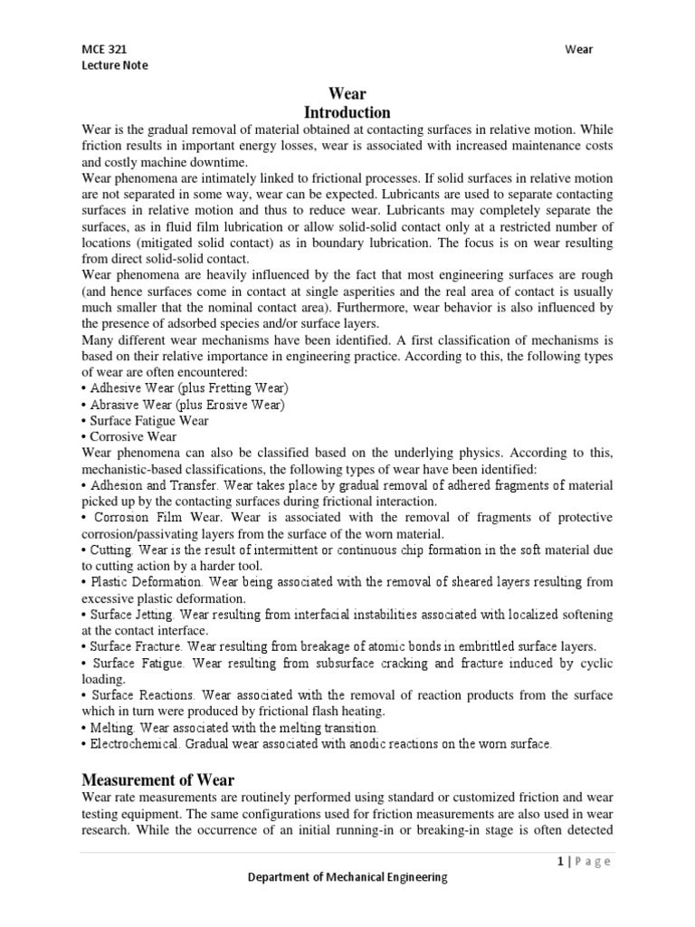 Understanding Wear in Engineering | PDF | Wear | Friction
