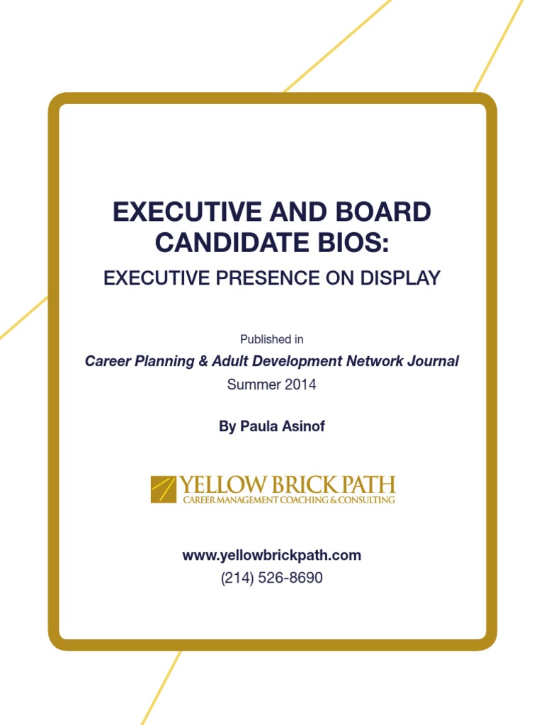 Executive and Board Candidate Bios:: Executive Presence On Display ...